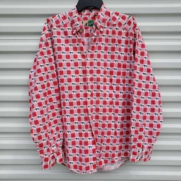 Vintage | Shirts | Vintage Johnny Cotton Novelty Gingham Cow Print ...